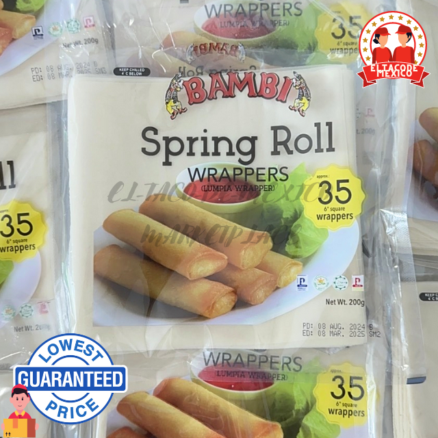 Bambi Spring Roll Wrapper 35 pcs Small 6" x 6" lumpia wrapper | Shopee ...