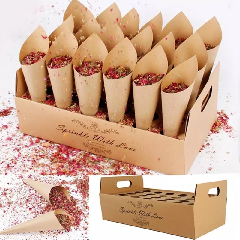 Wedding Confetti Cone Stand Box - 30pcs Of Cone Papers And 30holes For ...