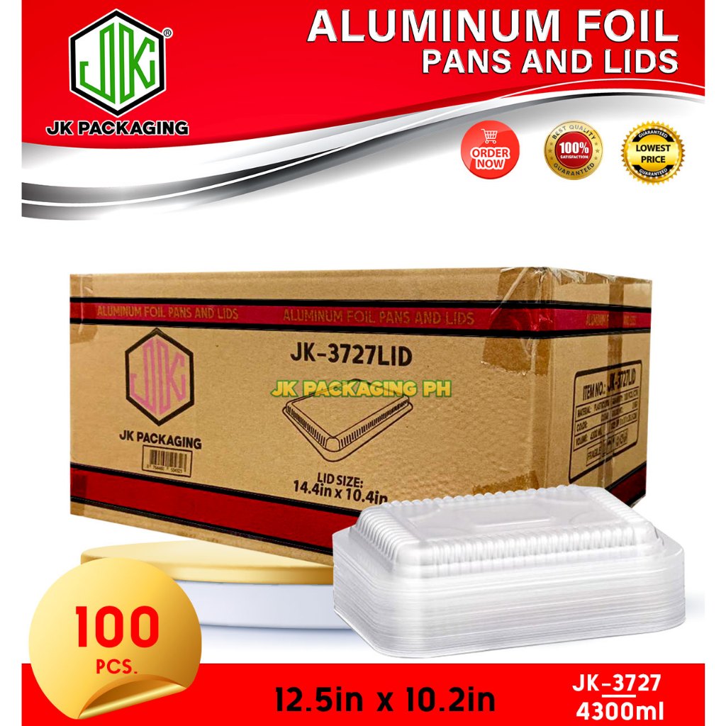 JK PACKAGING [ 14.4 x 10.4 x 2.7 ]【LID】【100 PCS/BOX.】Aluminum Tray JK-3727 4300ml | Shopee ...