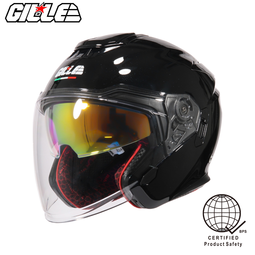GILLE FF005 Visage Half Face Helmet Gold Iridium Inner Visor Motorcycle ...