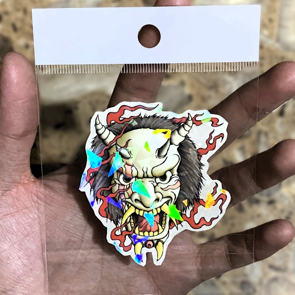 sticker japanese oni mask decals waterproof stickers decal laptop ...