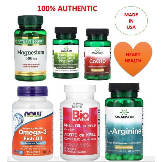 Supplements for Heart Health - Omega 3 Krill Oil Coq10 Arginine Grape ...