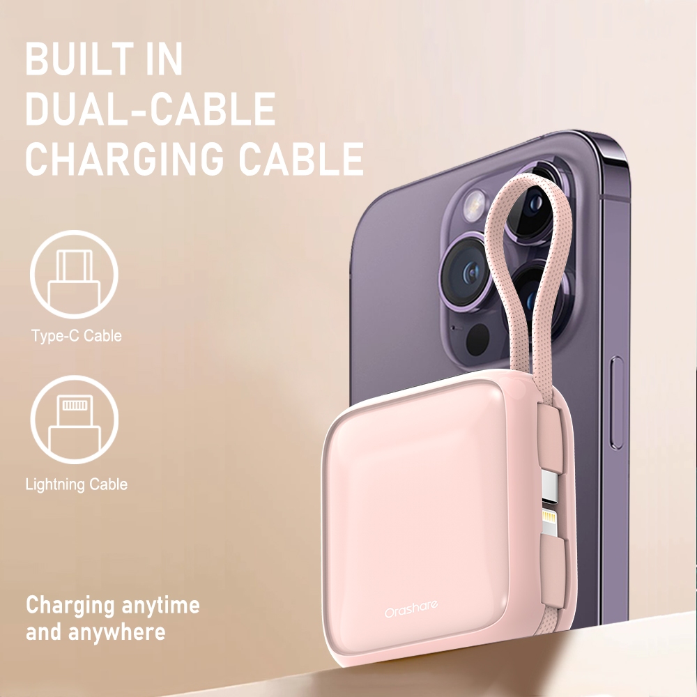 Orashare PCM10 10000mAh Power Bank With Built In Cable 22.5W Super Fast ...