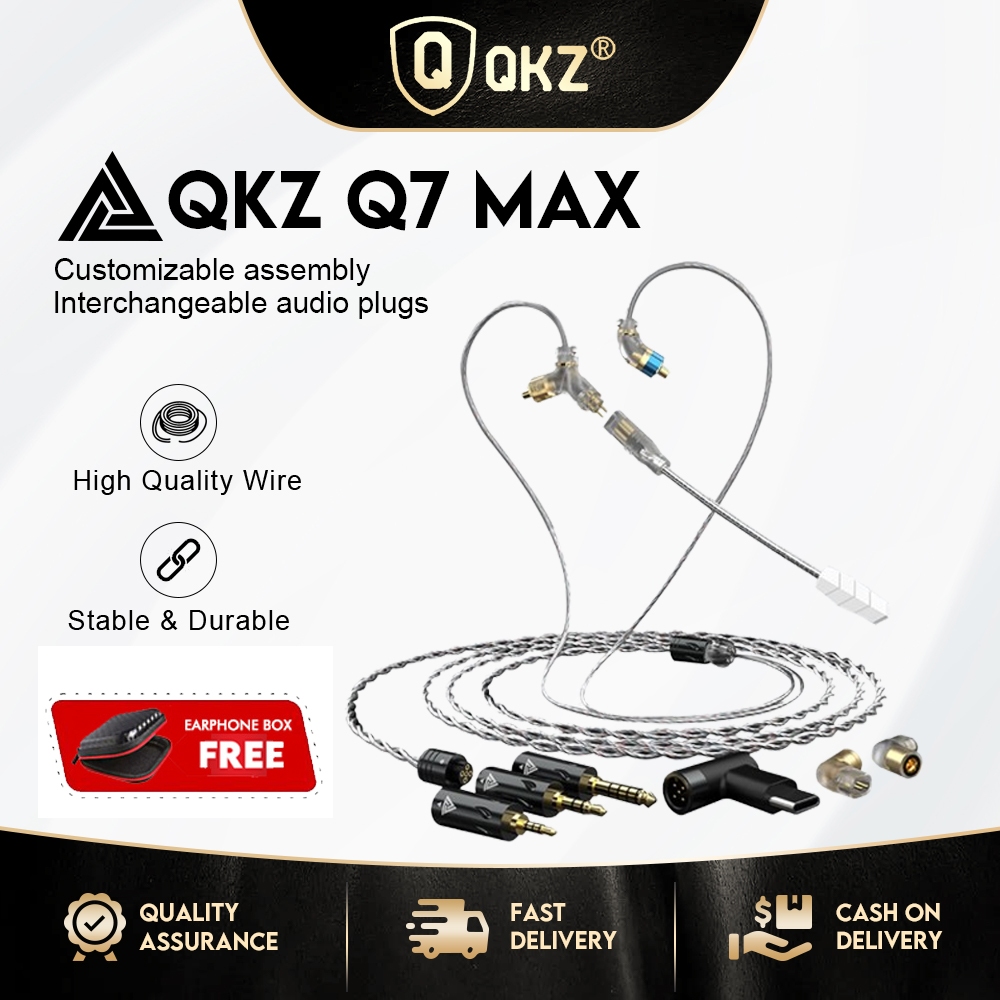 QKZ Q7 MAX Earphone Cable MMCX 2Pin Upgraded Silver-plated Wire 3.5mm/2.5mm/4.4mm/Type-C Wired ...