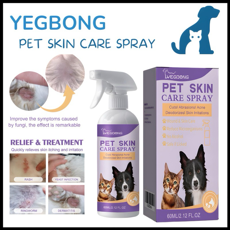 Yegbong Pet Skin Care Spray For Dogs & Cats Anti Fungal Itchy Skin ...