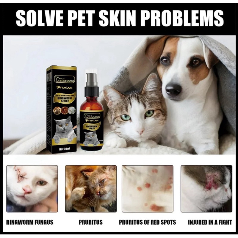 Yegbong Ringworm Spray Pet Skin Treatment For Cats & Dogs Anti Fungal ...
