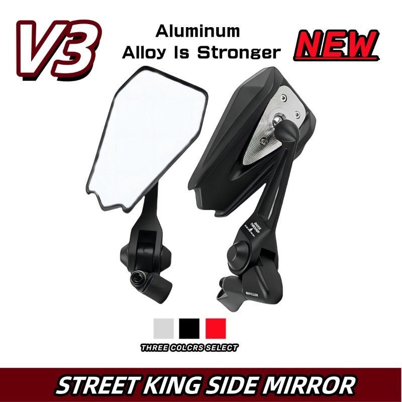 UNIVERSAL Street King Motorcycle Side Mirror V2/V3 Foldable Anti-glare ...