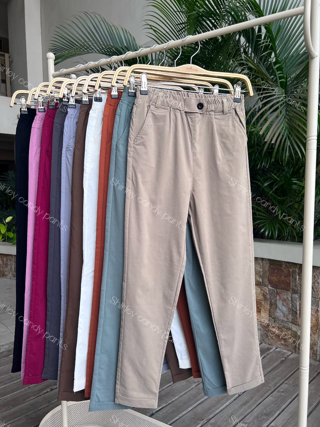 Candy Pants With Button For Women Stretchable Plain Pants Casual Formal