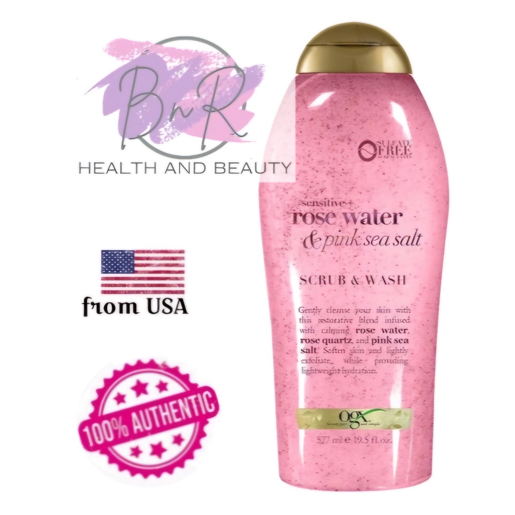 OGX Sensitive + Pink Sea Salt & Rosewater Sulfate-Free Soothing Body ...
