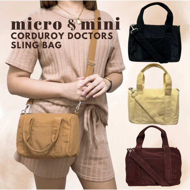 MICRO / MINI CORDUROY DOCTORS SLING BAG | Shopee Philippines