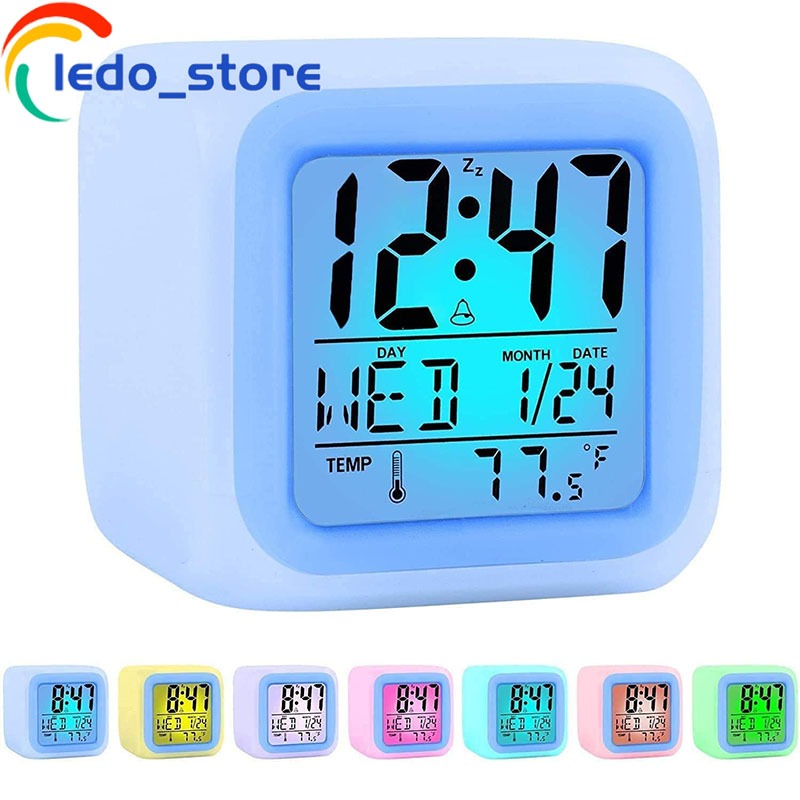 Kids Digital Alarm Clock with Snooze 7 Color Night Light Wake Up ...