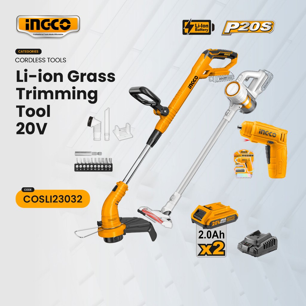 Ingco Li-Ion 3Pcs Combo Kit Set Cordless Grass Trimmer Vacuum Cleaner ...