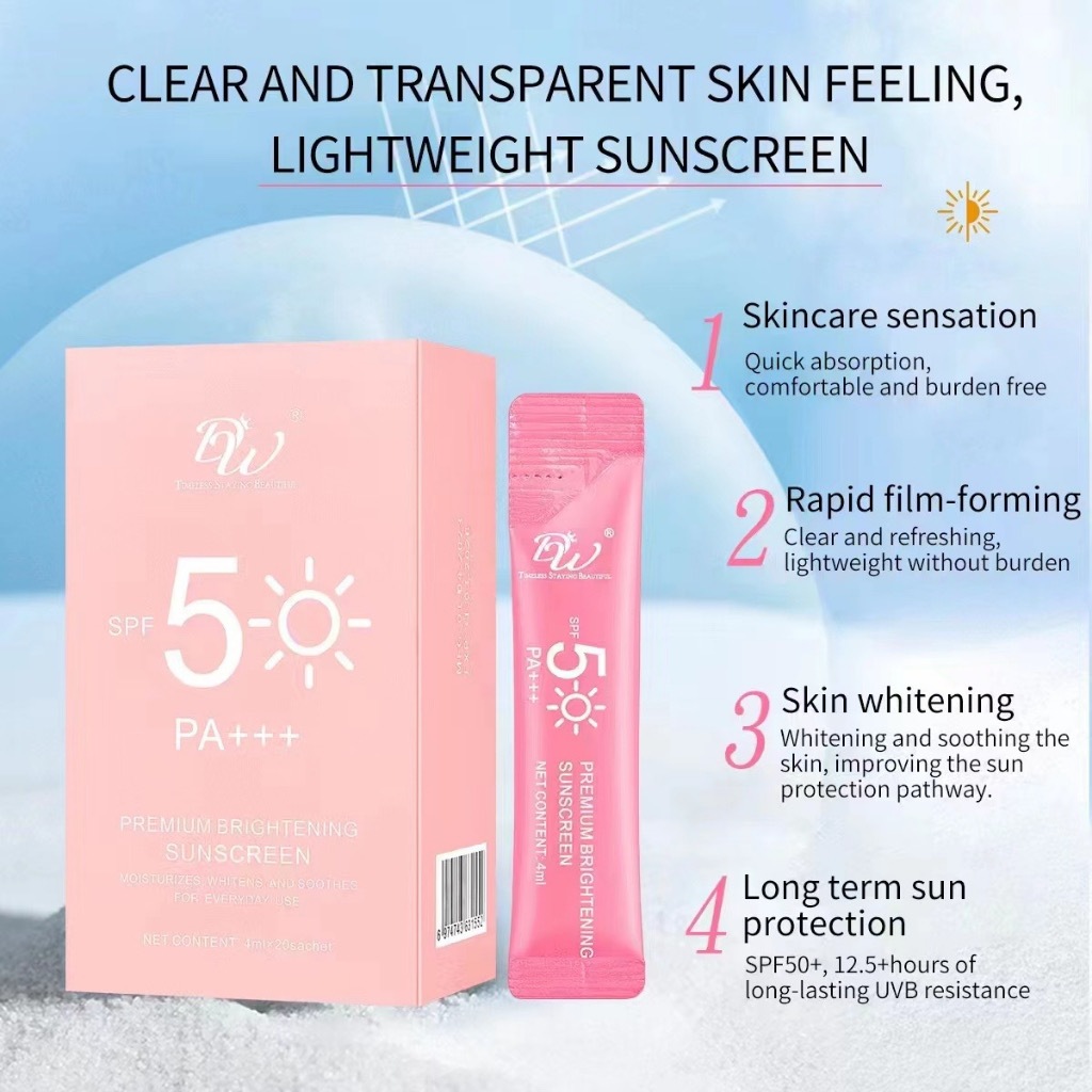DW Brightening Sunscreen SPF 50 Suncream Face Body Sunblock Cream 20PCS ...