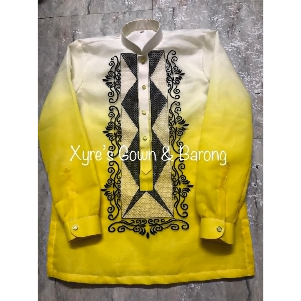 Yellow Monochromatic Barong Tagalog with Lining/Organza- Direct Tahian ...