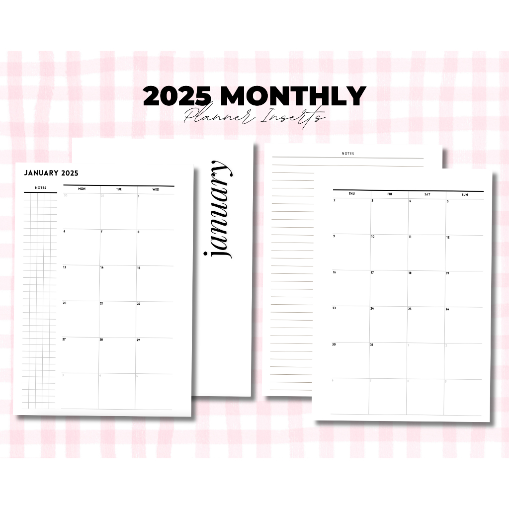 Planner Inserts - Monthly 2025 (A5) 6 holes | Shopee Philippines