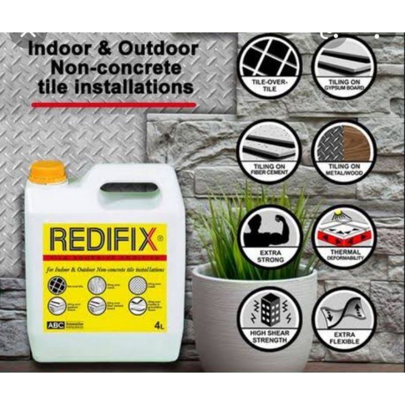 ABC Redifix Tile Adhesive Additive 4L Non-Concrete Tile Installations ...