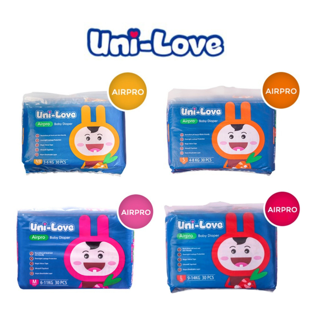 UniLove Airpro 30 pieces Baby Diaper Newborn Small Medium Large ...