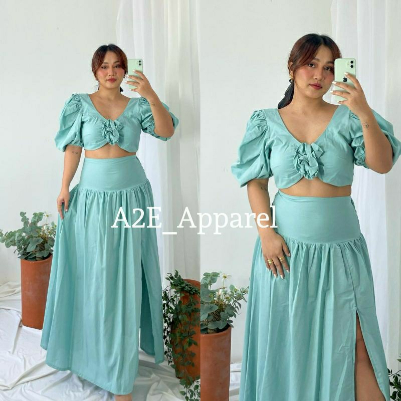 A2E | Fiona Coords | Summer Terno Coordinates Puff Sleeves Top with ...