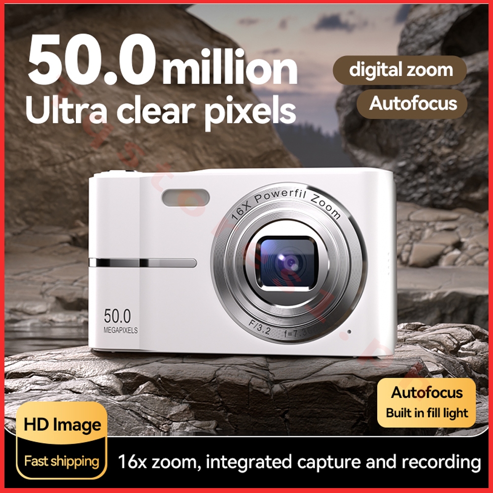 32GB 50MP 16X Zoom Small Portable Digital Camera 2.7K IPS Screen Face ...