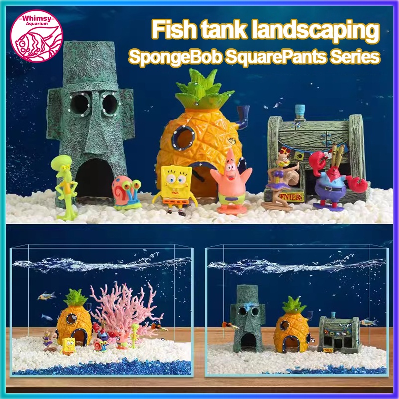 Mini Aquarium Simulation Decoration SpongeBob Pineapple House Squidward ...