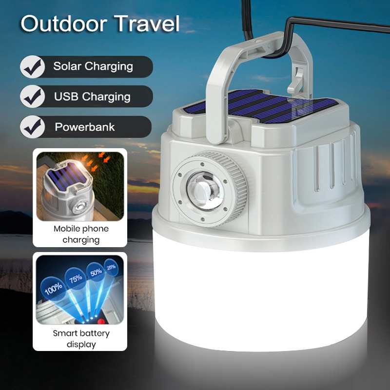 Solar Rechargeable Emergency Light Waterproof Camping Light Outdoor ...