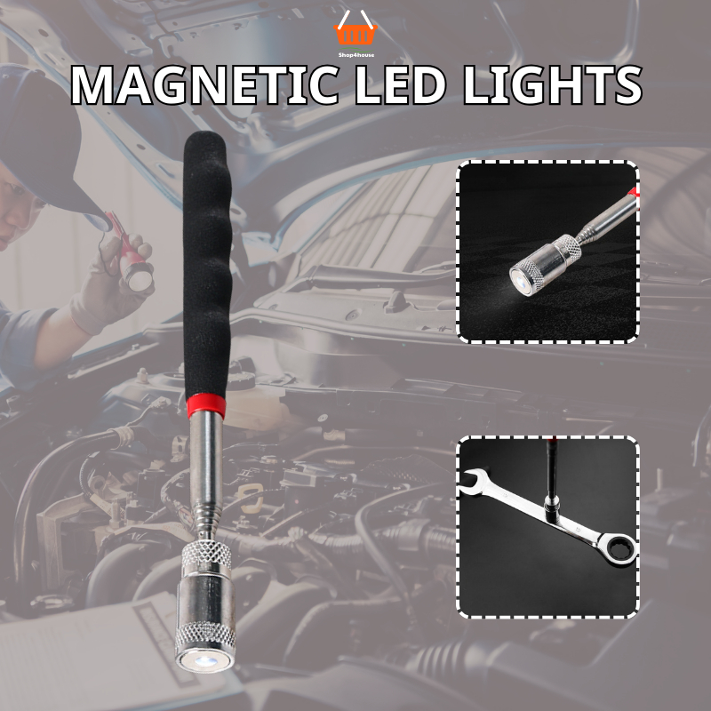 Magnetic Pickup Tool Telescoping Magnetic Extension Tools Set with LED ...