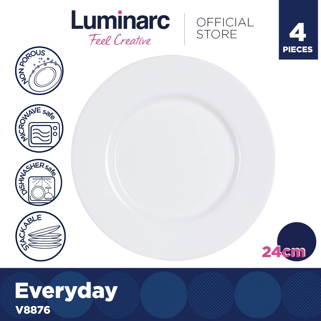 Luminarc V8876 4pc Everyday Dinner Plate 24cm Plates Set CARE045 ...