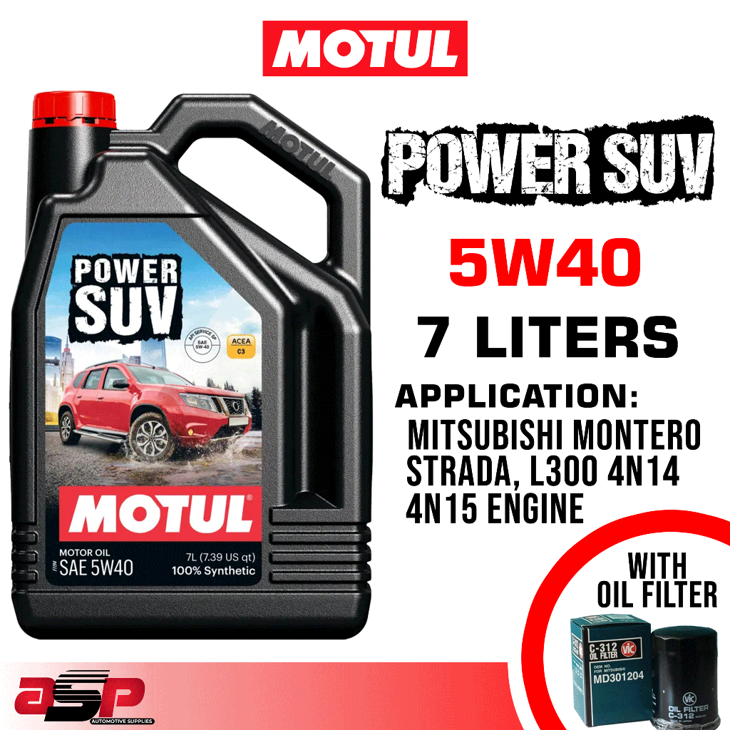 Motul POWER SUV 5W-40 Fully Synthetic 7 Liters Bundle for Mitsubishi ...