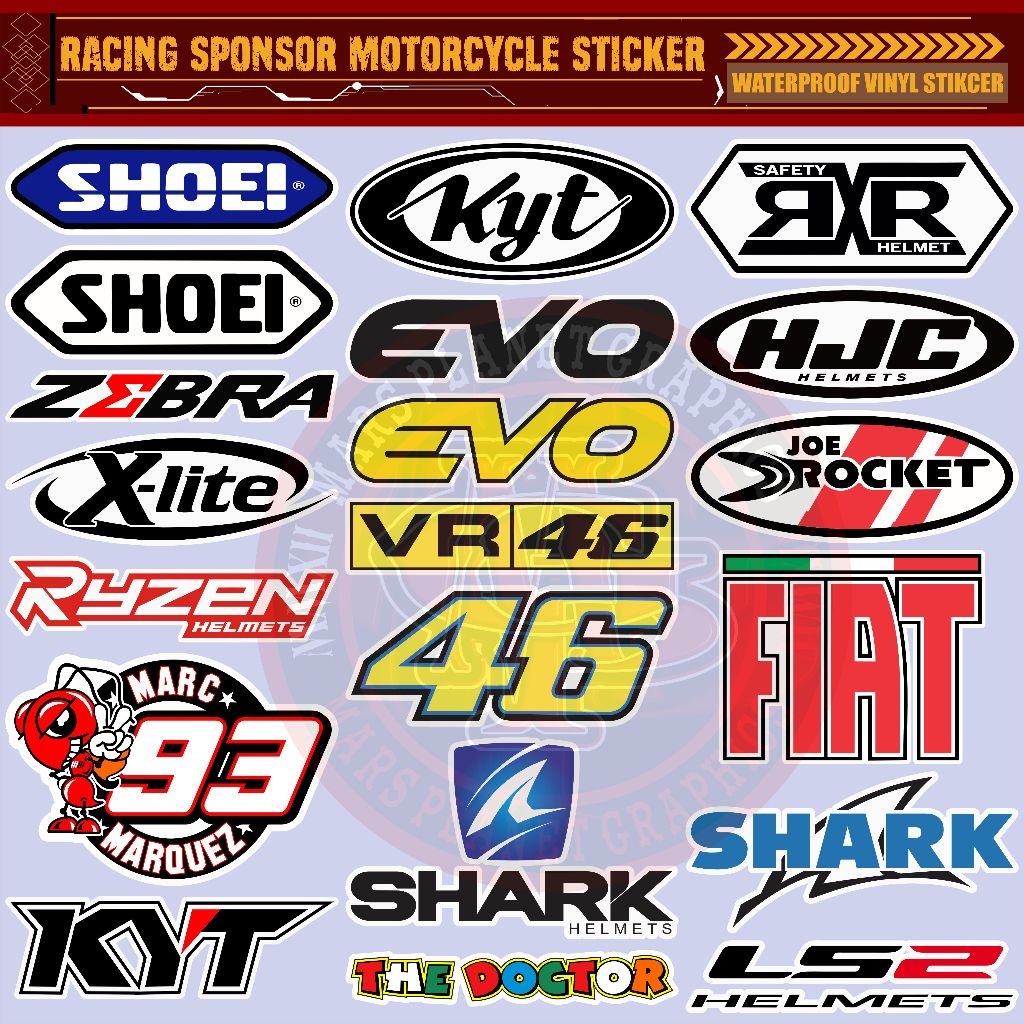 RACING SPONSOR PRODUCT MotoGP INSPIRED HELMET MOTORCYCLE SIDE STRIP ...