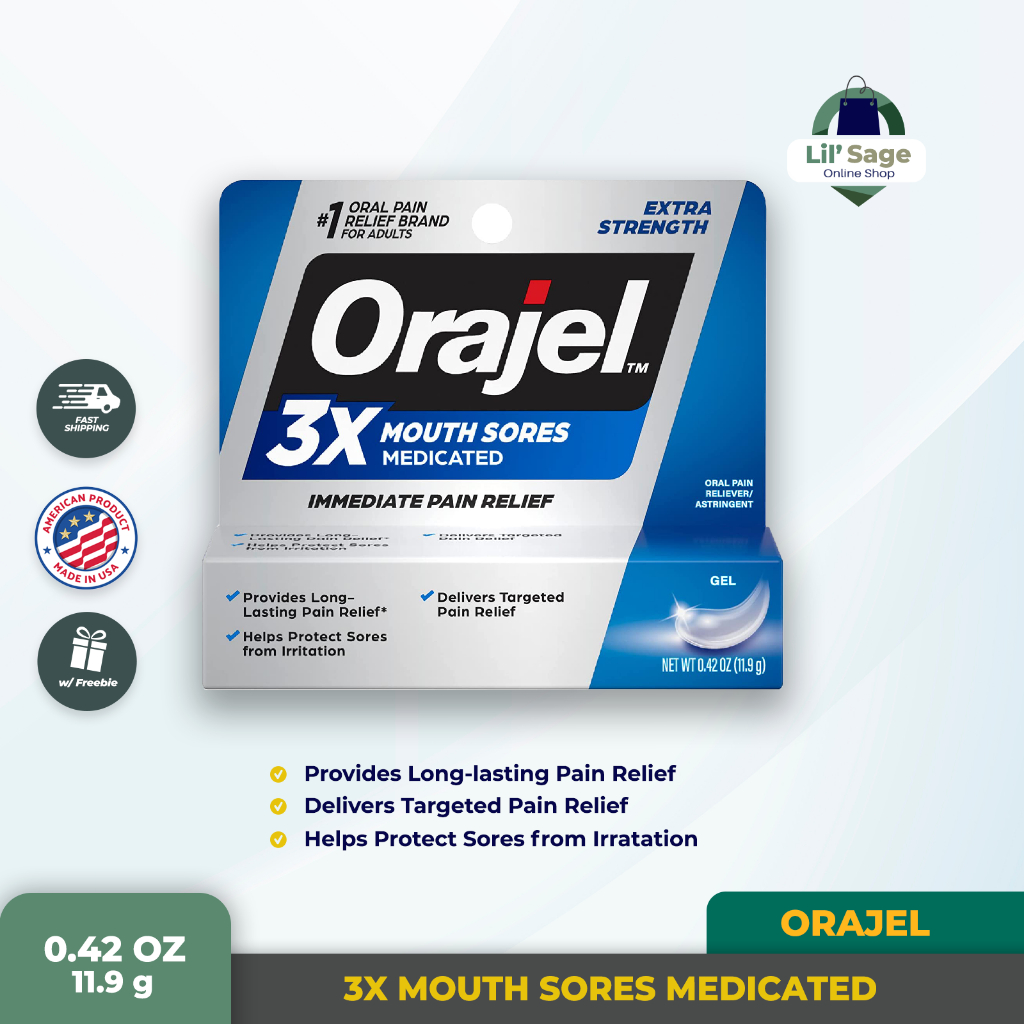 Orajel Mouth Sore Medicine Gel, Fast Mouth Sore Relief, 0.42 Oz ...