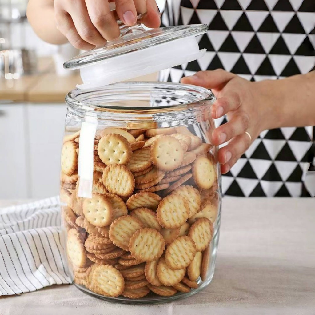 Cookie jar airtight container food storage big glass jar with lid 2l 4l ...