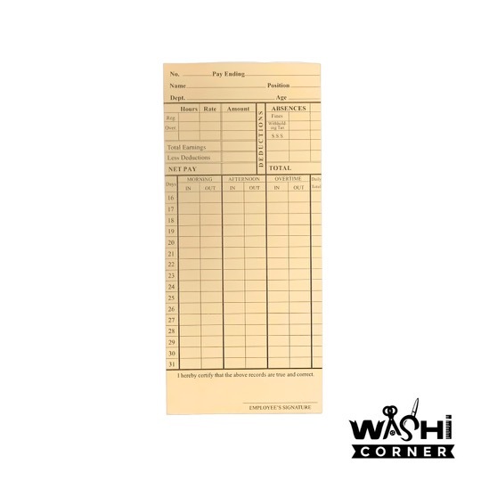 TIMECARD 100 pcs per pack | Shopee Philippines