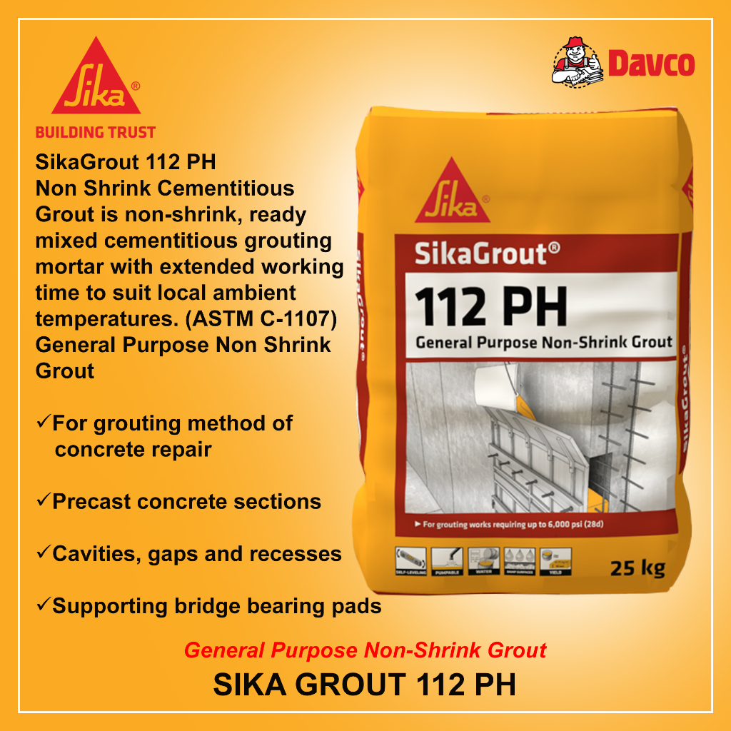 Sika Grout 112 PH 25KG Non Shrink Cementitious Grout Cement | Shopee ...