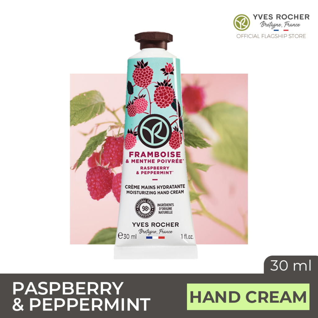 Yves Rocher Raspberry Peppermint Moisturizing Hand Cream - 30ml Natural ...