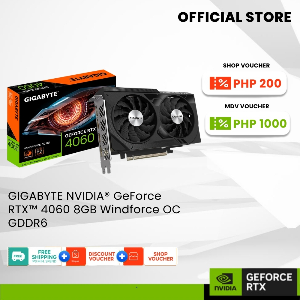 Gigabyte NVIDIA® GeForce RTX™ 4060 GV-N4060WF2OC-8GD WindForce OC 8GB ...