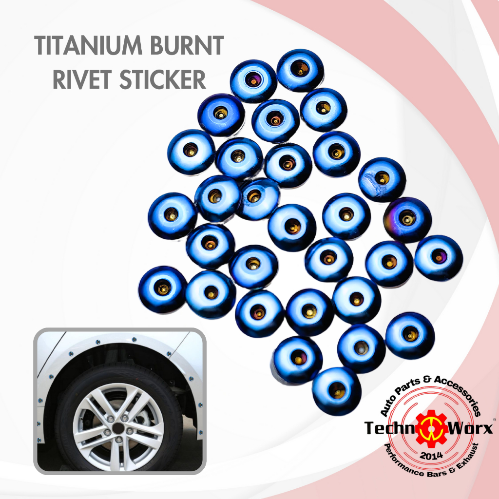 30pcs Titanium Burnt Rivet Design Sticker Fender Flare window Glass ...