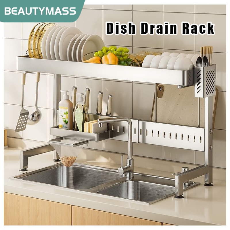 BTY High Quality Dish Drainer Rack Stainless Dish Rack Over The Sink Kitchen Rack Organizer ...