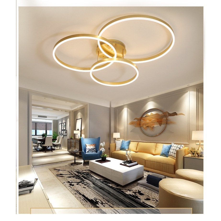 LED bedroom room ceiling light Gold ring ceiling light Classic burst ...