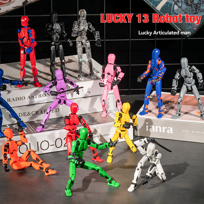 Lucky 13 Action Figure 3D Dummy 13 Robot Toy Movable Joints Toy Movable Figures Mechanical Style ...