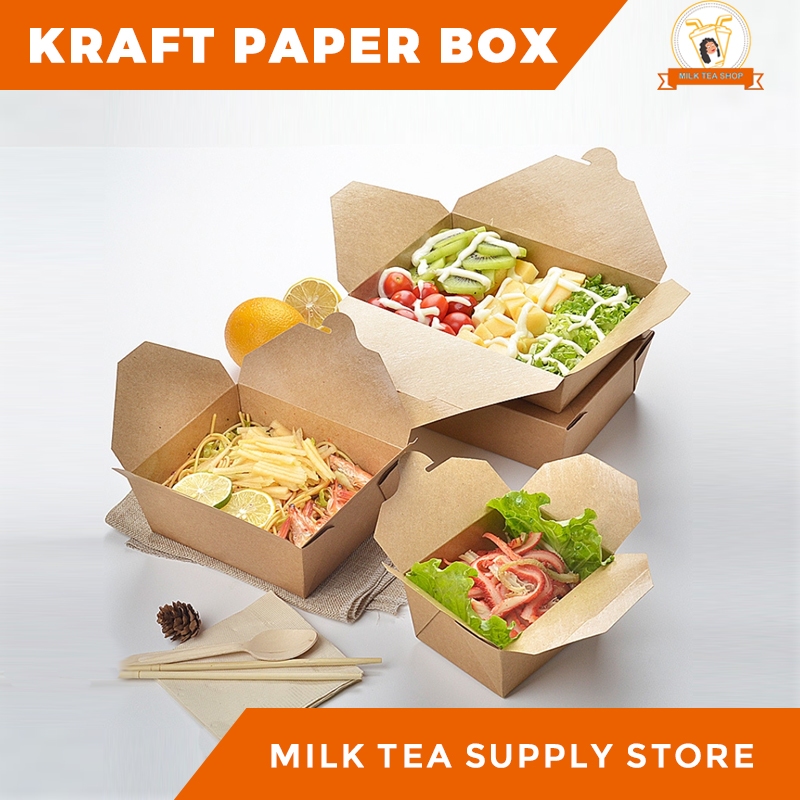 50PCS Meal Paper Box Kraft Paper Box For Take Out Takoyaki Chicken ...