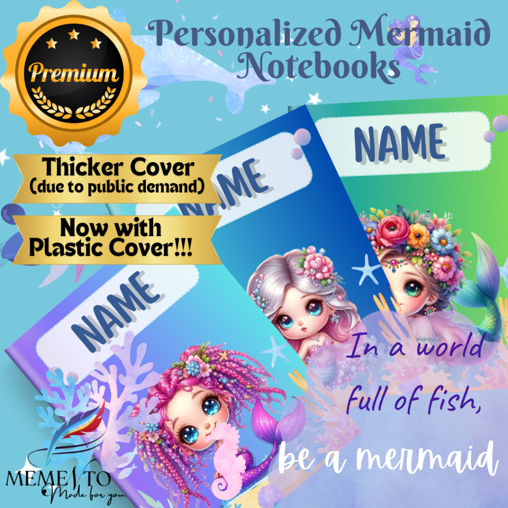 Personalized Mermaid Notebooks with Plastic Cover for Elementary ...