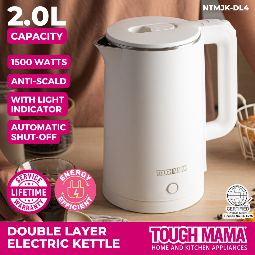 Tough Mama NTMJK2-DL4 Electric Kettle Stainless Steel and Plastic Body ...