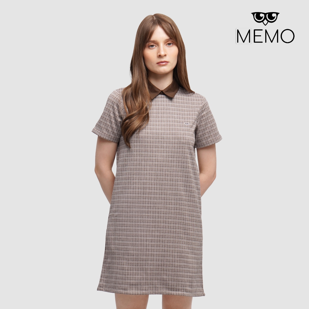 Memo Collared Dress For Women (Latte Brown) | Shopee Philippines