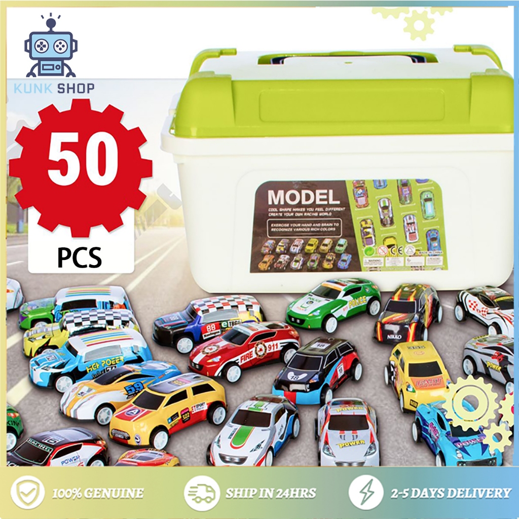50 pcs Alloy Cars Toys with container Pull Back Car Toy Mini Toy Cars ...