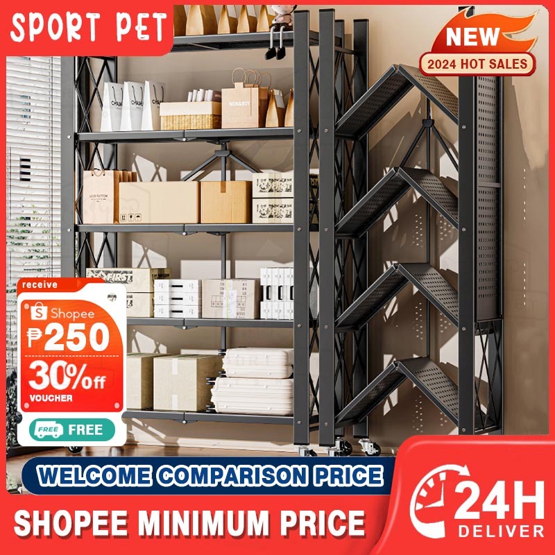 【Foldable】Kitchen Rack Organizer Metal Rack Organizer Rack With Wheels ...