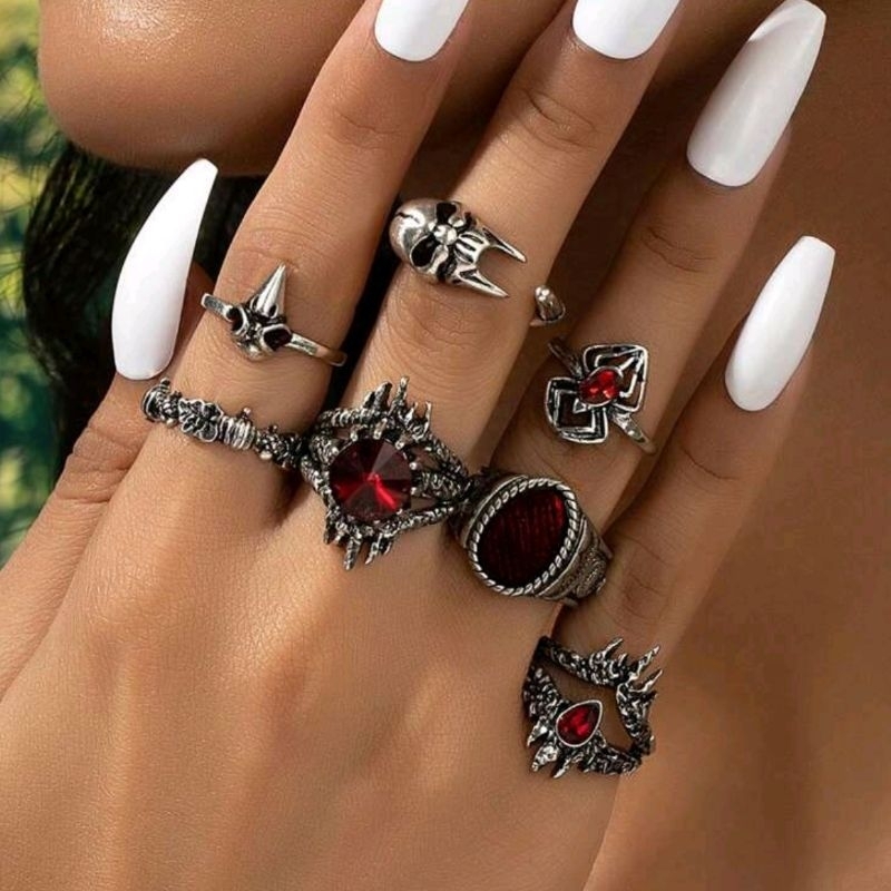 Red Gothic Ring Page 2 Cameo Spider Skull Raven Vintage Vampire ...