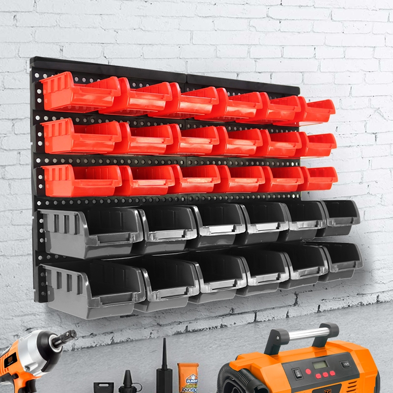 30 Pcs Wall Mounted Industrial Plastic Storage Boxes Wall Storage Bins ...