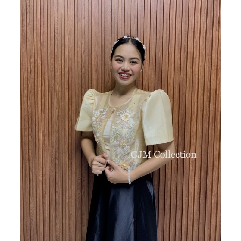 Modern Bolero Filipiniana with Spiral Flower Patch | Shopee Philippines