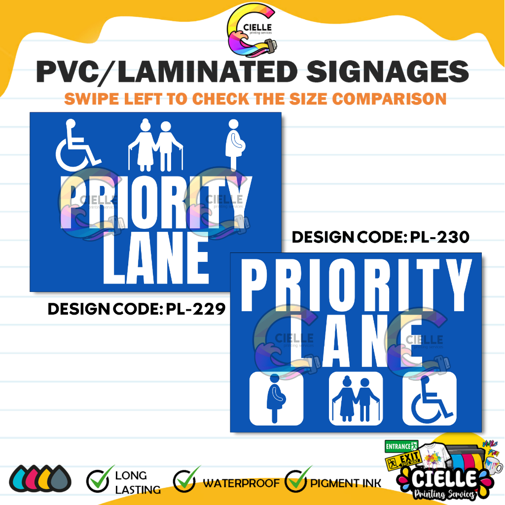 PVC/LAMINATED/STICKER SIGNAGES (PL-229&PL-230) - PRIORITY LANE /EXPRESS ...