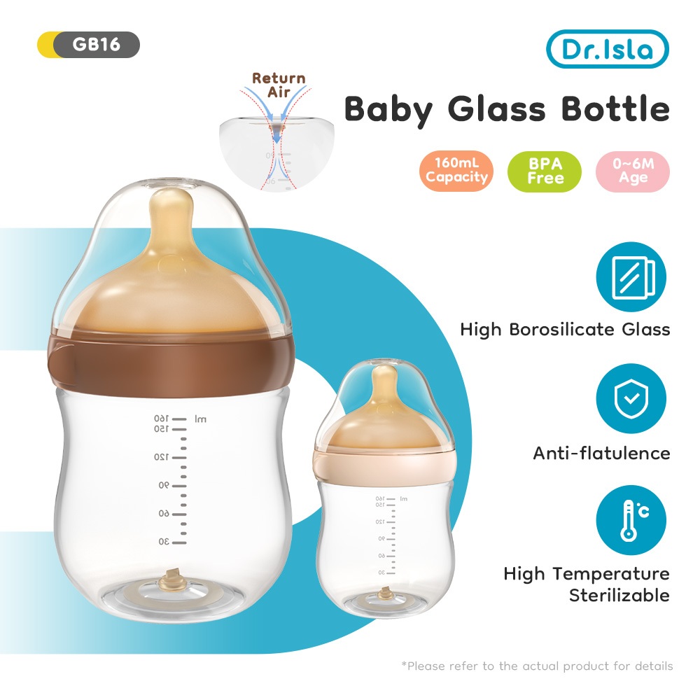 Dr.isla Baby Bottle Glass Anti-Colic Bottles Breastfeeding Newborn ...